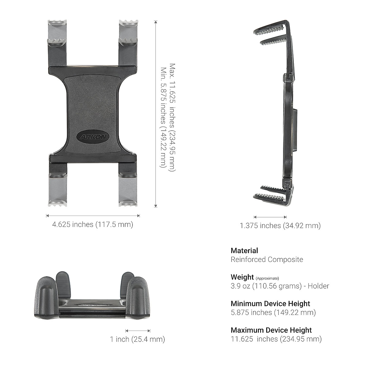 ARKON Mounts - Car Seat Rail Tablet Mount and Holder | Heavy-Duty for Car/Truck | Adjustable Angle & Height | Easy Installation & Removal | 22-inch Arm for Enhanced Accessibility & Convenience