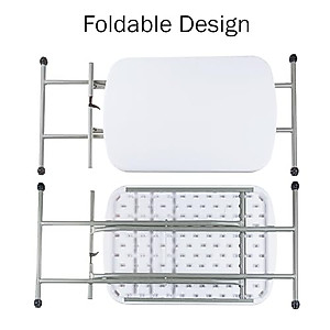 Everyday Home Folding Table - Lightweight Portable Folding Desk - Small Plastic Table for TV Tray, Playing Cards, and Craft Room (White)