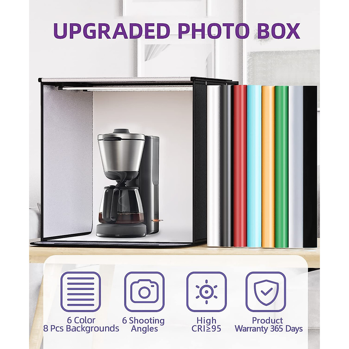 Photo Light Box 8 PCS Backdrops, SAMTIAN 24"/60cm Professional Studio Box Folded Shooting Tent 126 LED Lights with Continuous Lighting Portable Booth Table Top Photography Lighting Kit