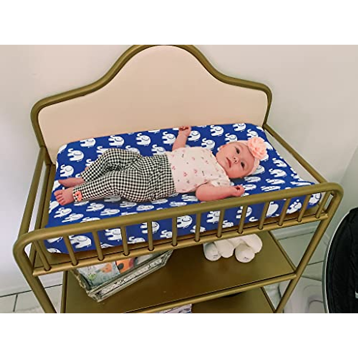 Changing Pad Cover – Premium Baby Changing Pad Covers 4 Pack – Boy or Girl Changing Pad Cover – Pure Jersey Machine Washable Navy and White Changing Table Cover – Diaper Changing Pad Cover Sheets