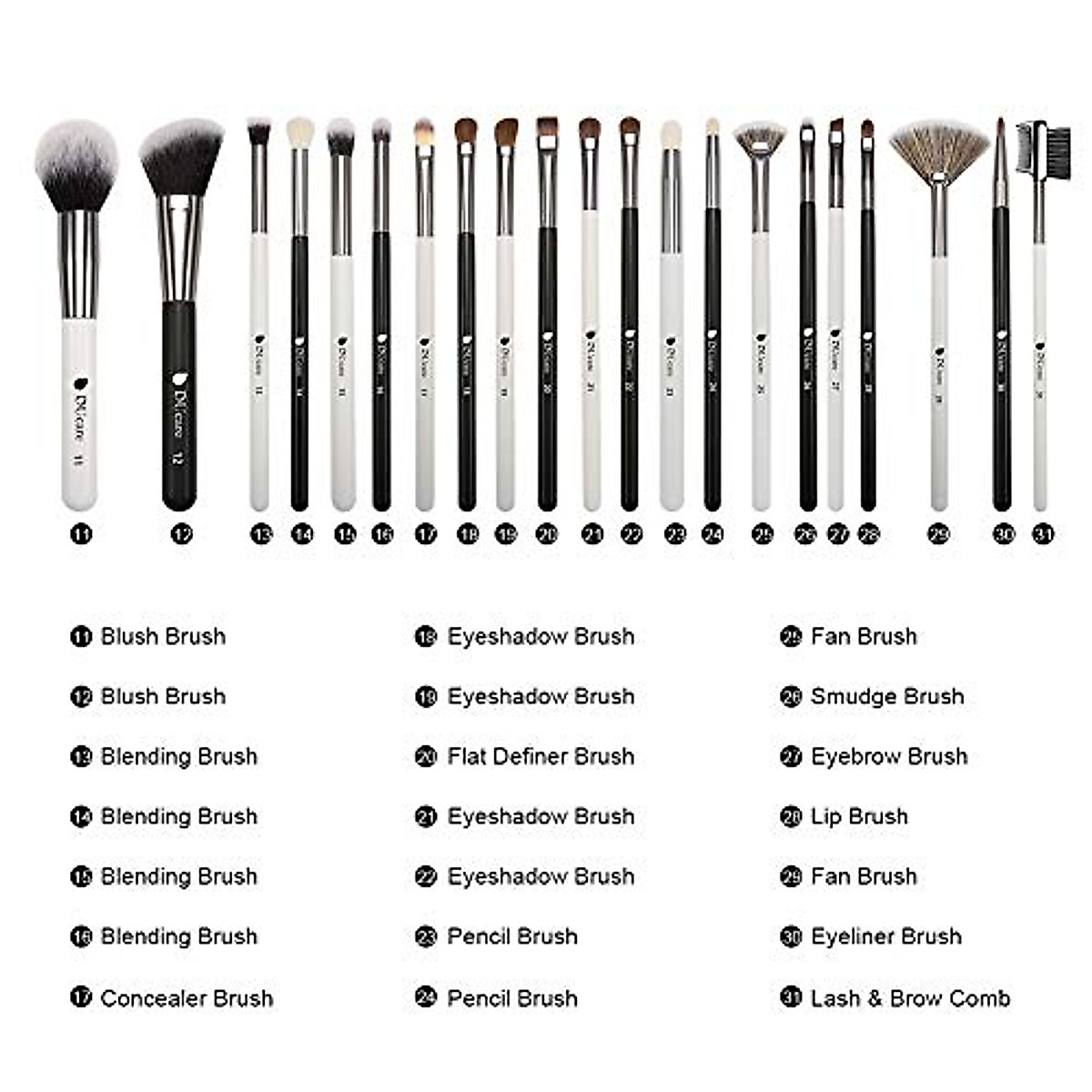 DUcare Professional Makeup Brushes Panda Series Makeup Brush Set Valentines Day Gifts 31Pcs Kabuki Foundation Blending Face Powder Blush Concealers Eye Shadows With Leather Case Organizer