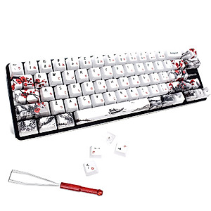 MOLGRIA Keycaps 71 Set for Gaming Mechanical Keyboard, Custom PBT OEM Profile Key caps Japanese Font with Keycap Puller for Cherry MX 71/61 60 Percent Keyboard(Plum Blossom)