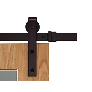 TMS 6.6 FT Country Dark Coffee Steel Sliding Barn Wood Door Hardware Antique