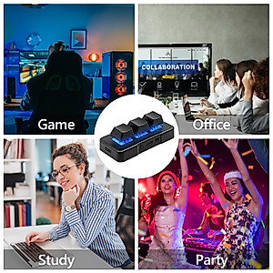 EHOLY USB Mechanical Gaming Keyboard 3 Key Mini Keypad Customize Programmable Macro Keyboard OSU Keypad One Key Control Combo with RGB Backlit for PC Video Game Office Work Sheet Music,HID