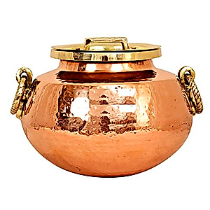 Steel Copper Hammered Design Chafing Dish with Brass Lid