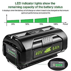 2 Packs OP4060 40V 6.0Ah Lithium Battery Replacement for All Ryobi 40-Volt Power Tools OP4015 OP4026 OP40201 OP40261 OP4030 OP4040 OP40401 OP4050 OP40501 OP4050A OP40601 OP4060A RY40200 RY40403