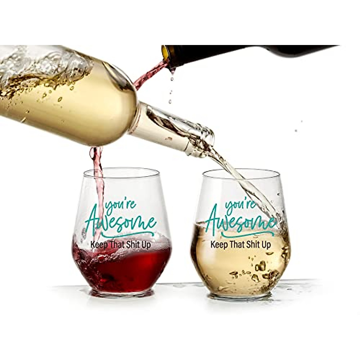 You're Awesome - Funny Wine Glass for Women, Best Friend Gift For Women, Funny Gifts for Her, Birthday Gifts for Women or Men, Unique Gift for Girlfriend, Sister, BFF, 15oz Stemless Wine Glass