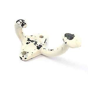 BarnwoodUSA | Distressed White Cast Iron Wall Hook | Chic White Decorative Hook | Wall Mounted Hook for Rustic Style | Distressed White | 3 3/8" L