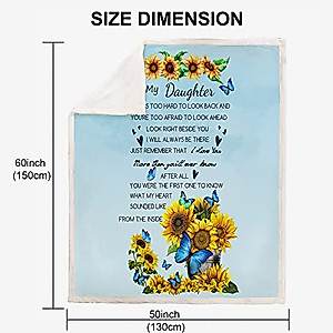 Daughter Gift from Mom Dad Sunflower Blanket to My Daughter Throw Blanket Soft Sherpa Fleece Bed Throw Blanket 50x60 inches