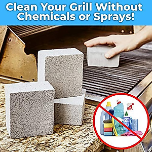 Heavy Duty, Non-Toxic Grey Grill Brick Cleaner 12 Pack. Reusable Chemical Free BBQ Pumice Cleaning Block for Flattops, Grills and Griddles. Non Scratch Grillstone is the Perfect Barbecue Scouring Tool