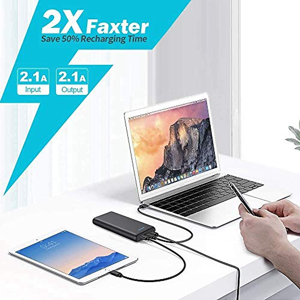 Portable Charger 26800mAh【2022 Upgrade High Capacity】Power Bank Ultra Compact External Battery Pack Backup with 4 LED Lights,Dual USB High-Speed Charging Compatible with iPhone 13 Samsung Android etc