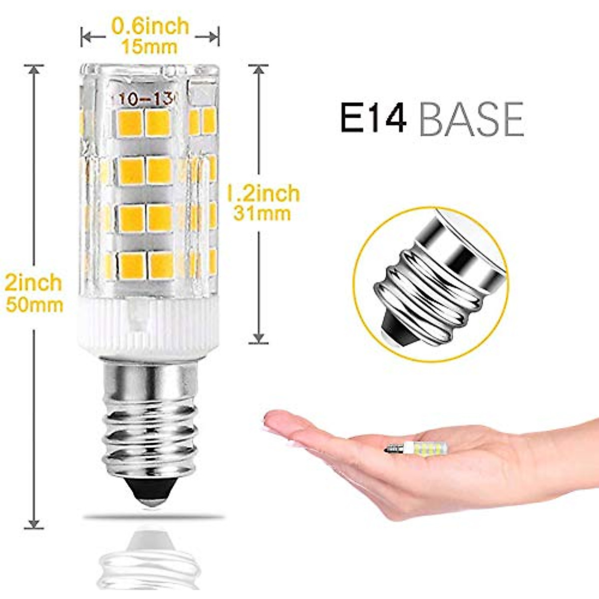 xiaominilight, 5pcs E14 LED Light Bulbs 5W Equivalent 40W Incandescent Bulb, E14 European Base Bulb, Dimmable, White 6000K, 400LM
