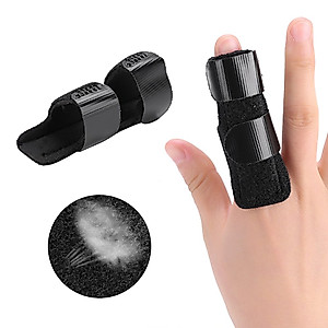 FILFEEL Finger Splint, Adjustable Aluminium Alloy Index Middle Finger Splint Hand Support Tenosynovitis Recovery Brace, Injury Pain Bending Deformation Aid Tools
