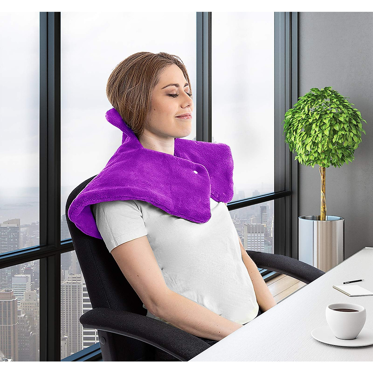 Cure Choice® Electric Heating Pad for Neck and Shoulder Pain Relief, Soft Micromink Neck Heating pad for Neck Pain, Heated Neck Wrap with 4 Heat Settings, Auto Shut Off, Machine Washable (Purple)