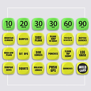 Skywin-Exercise Dice, Fun Workout Dice for Solo or Group Classes, 6-Sided Foam Fitness Dice Great Dynamic Exercise Equipment (Yellow)