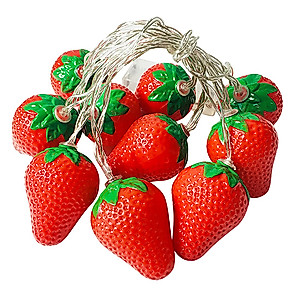 LEKIBOP 10LED Fruit Strawberry String Lights Battery Powered Indoor Outdoor Lighting Lamp for Wedding Home Birthday Garden Yard Patio Party Decorations