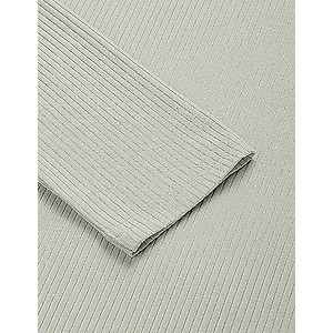 MEROKEETY Women Long Sleeve Slim Fit Crop Shirt Ribbed Knit Tops Casual Round Neck Y2K Tees Grey Small