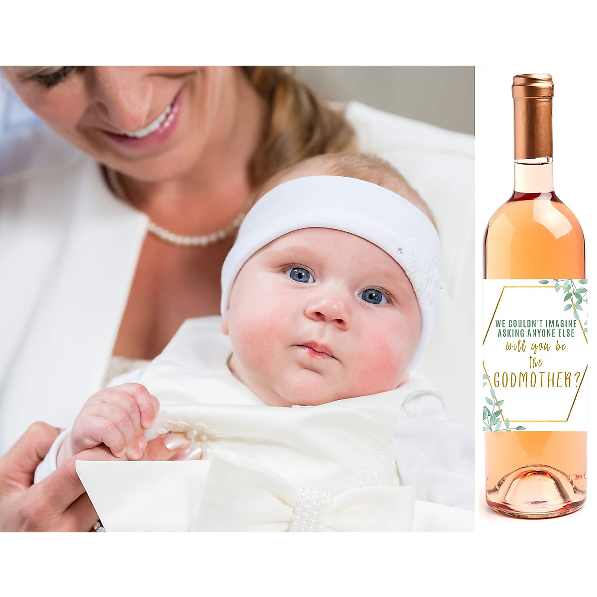 Set of 2 Godparent Proposal Gift Wine Bottle Labels - Perfect Way to Surprise Your Child’s Godmother and Godfather - Pregnancy Announcement Gift Ideas for Godparents - Will You Be The Godparents Gift