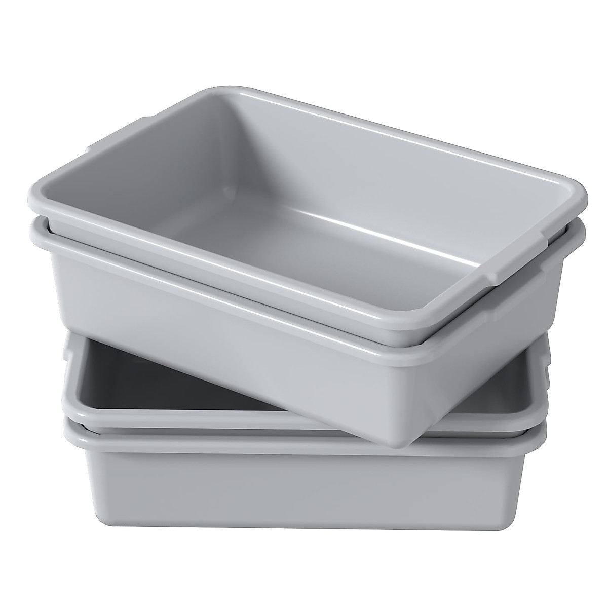 Sosody 13 L Commercial Plastic Bus Box, Plastic Utility Bus Tub, Gray, 4 Packs