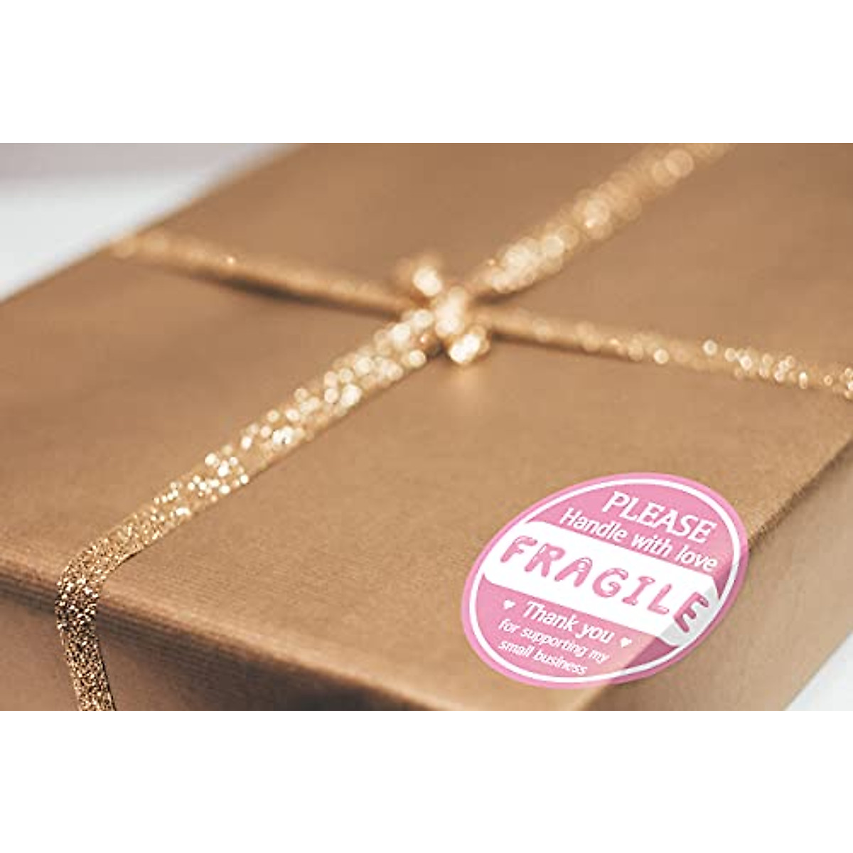 mmDay 300 Pieces 2 Inch Round Baby Pink Fragile Stickers Thank You for Supporting My Small Business Labels for Shipping Packing Mailing Envelope Gift Jewelry Bag - 300 Strong Adhesive Labels Per Pack