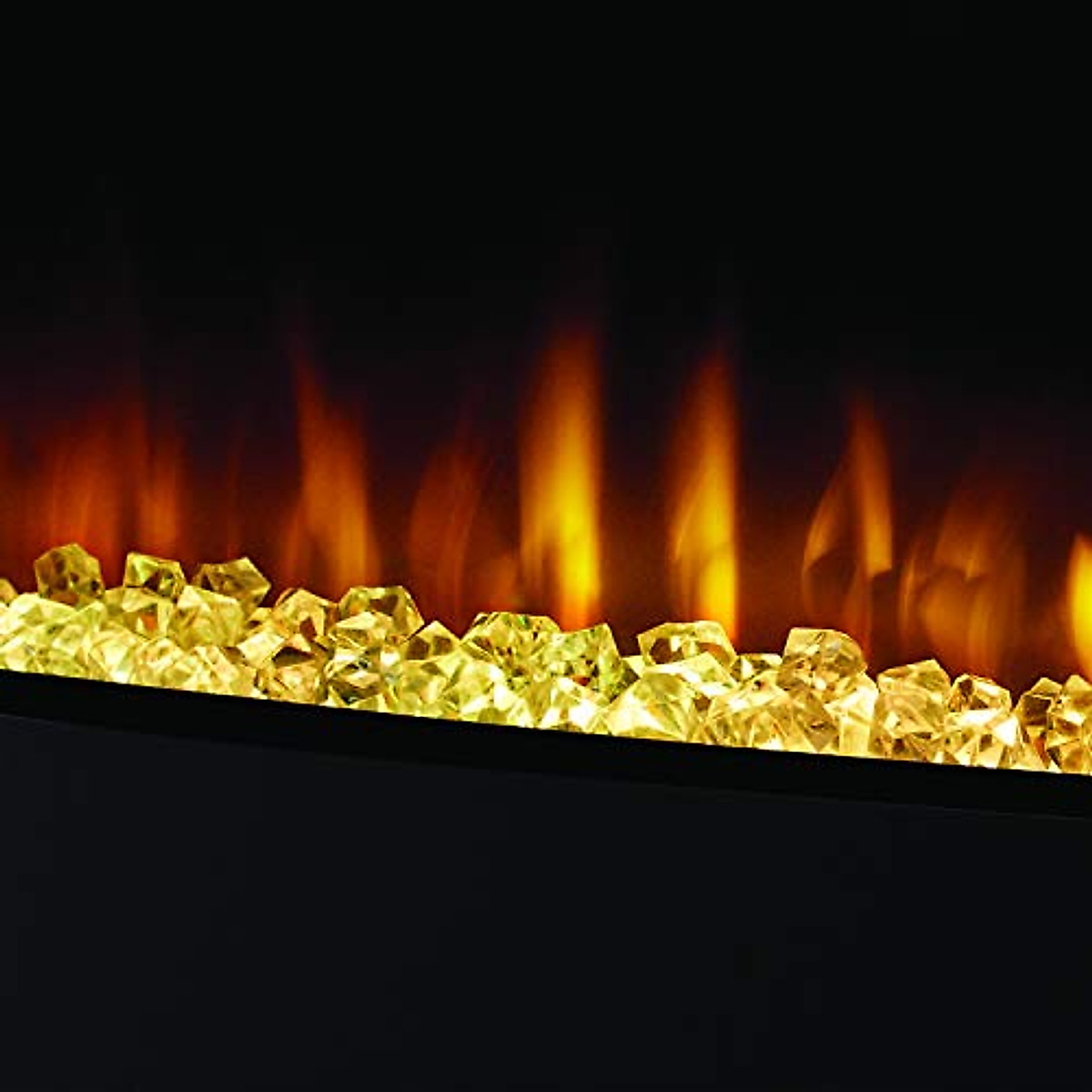 Muskoka 42" Contemporary Curved Front Slim Line Wall Mount Infrared Electric Fireplace, Black Glass