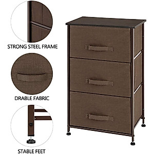 AFFAVON Stylish and Space-Saving Fabric Dresser Storage Chest with Sturdy Steel Frame, Wood Top & Handles - Perfect for Organizing Your Home, Bedroom, Hallway, Entryway, Closets and Nurseries (Brown)
