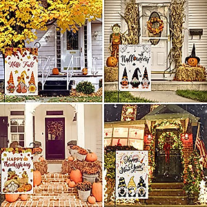 Gnome Seasonal Garden Flags, Small Welcome Gnome Garden Decor Yard Flag Set of 12 Double Sided Printed, Spring Easter Flags Decor for Outdoor Decorations,Holiday Garden Flags for All Seasons 12x18