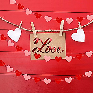 Whaline Valentine's Day Heart Garland Valentines Bunting Banners String for Wedding, Party, Bridal Shower, Engagement, Home Decorations, Pack of 4