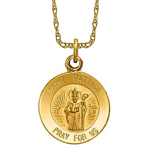 IceCarats 14K Yellow Gold Saint Patrick Medal Necklace Charm Pendant 19mm x 12mm Only