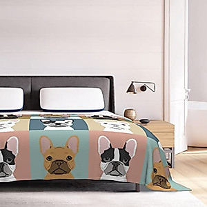 XTGOO Cute French Bulldog Dog Ultra-Soft Fleece Blanket Flannel Velvet Plush Throw Blanket,60x50in