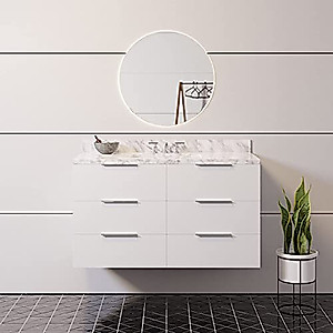 Kitchen Bath Collection Oslo 42-inch Floating Bathroom Vanity (Carrara/White): Includes White Cabinet with Authentic Italian Carrara Marble Countertop and White Ceramic Sink