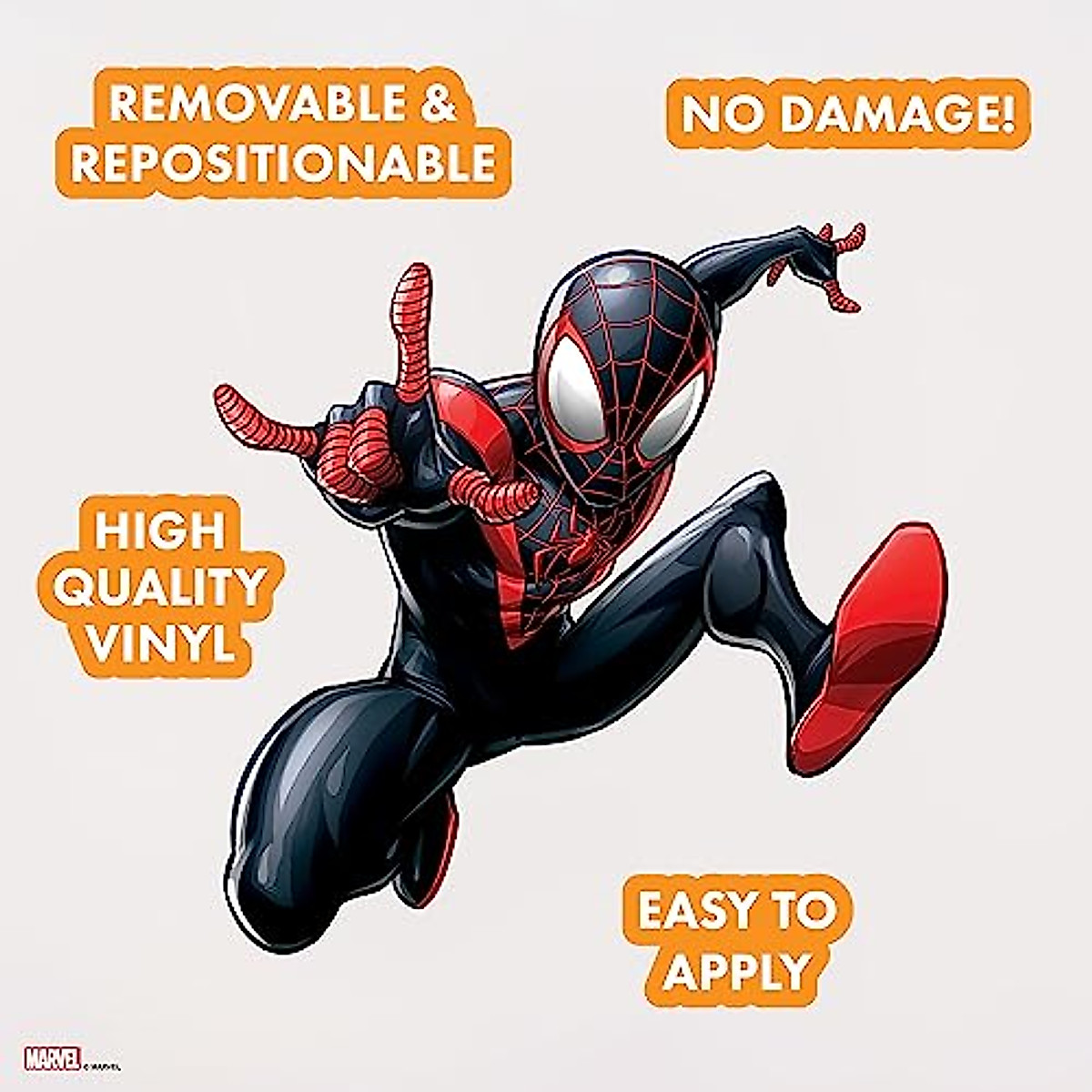 Wall Palz Marvel Miles Morales Wall Decal - Marvel Wall Decals with 3D Augmented Reality Interaction - 28" Spider-Man Miles Morales Bedroom Wall Decor
