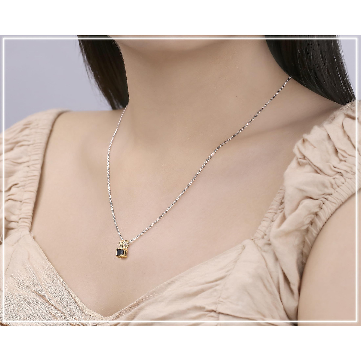 Dazzlingrock Collection 1.00 Carat (ctw) Princess Black Diamond Solitaire Pendant With 18 Inch Chain With Silver Chain 1 CT, 10K White Gold