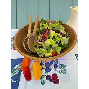Fairwood Way Wooden Salad Bowl Set - 15" Extra Large Wooden Salad Bowl with Serving Utencils - Large 15 Inch Rustic Mango Wood Bowl, Salad Servers Included