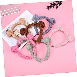 FUNOMOCYA 6pcs Cute Bear Ears Headband Bear Ears Head Bands Cute Headbands Face Washing Hair Hoops Cartoon Resin Issue Card Fluffy Hair Hoops Bear Ears Headdress Lovely Headdress