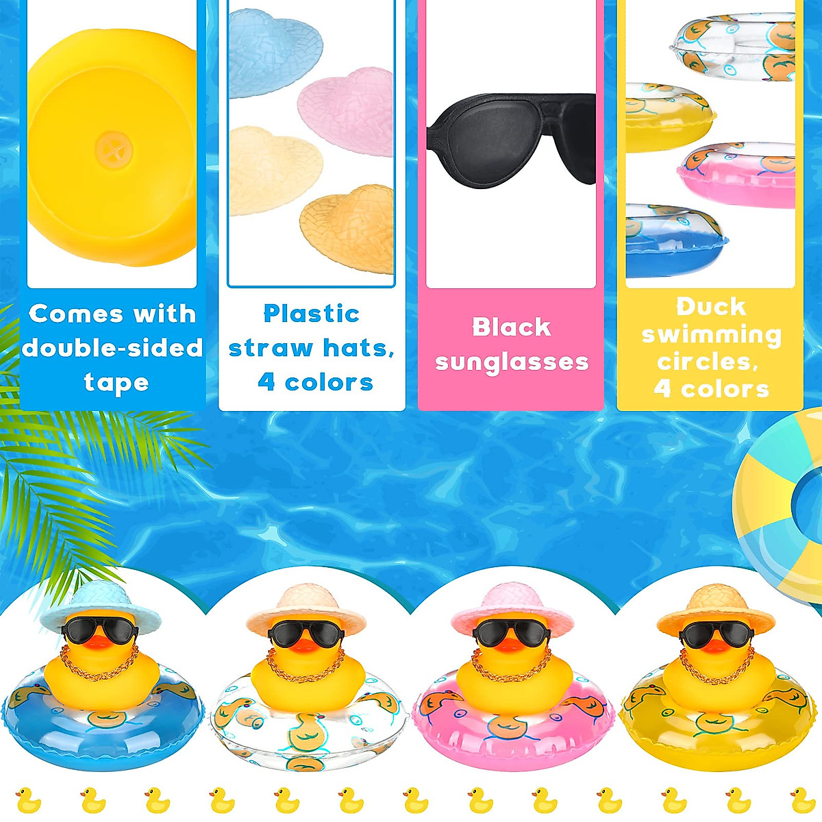 Marsui Mini Rubber Ducks Summer Beach Funny Rubber Ducky Bathtub Shower Ducks for Baby Shower Swimming Pool Toys(24 Pcs)