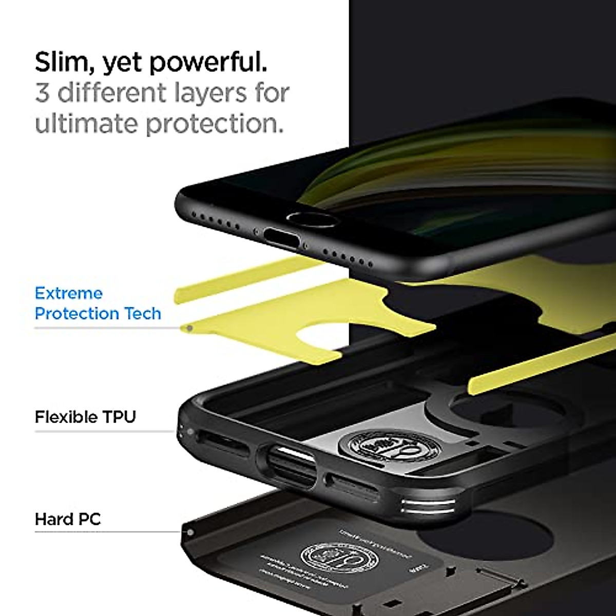 Spigen Tough Armor [Extreme Protection Tech] Designed for iPhone SE 2022 Case/iPhone SE 3 Case 2022 / iPhone SE 2020 Case/iPhone 8 Case/iPhone 7 Case - Gunmetal