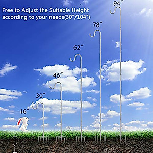 HOME RIGHT Bird Feeder Pole,30 to 62 inch Adjustable Shepherds Hook Heavy Duty 5 Prong Metal Hanger Hook Garden Plant Hooks for Wedding Decoration(1 Pack)