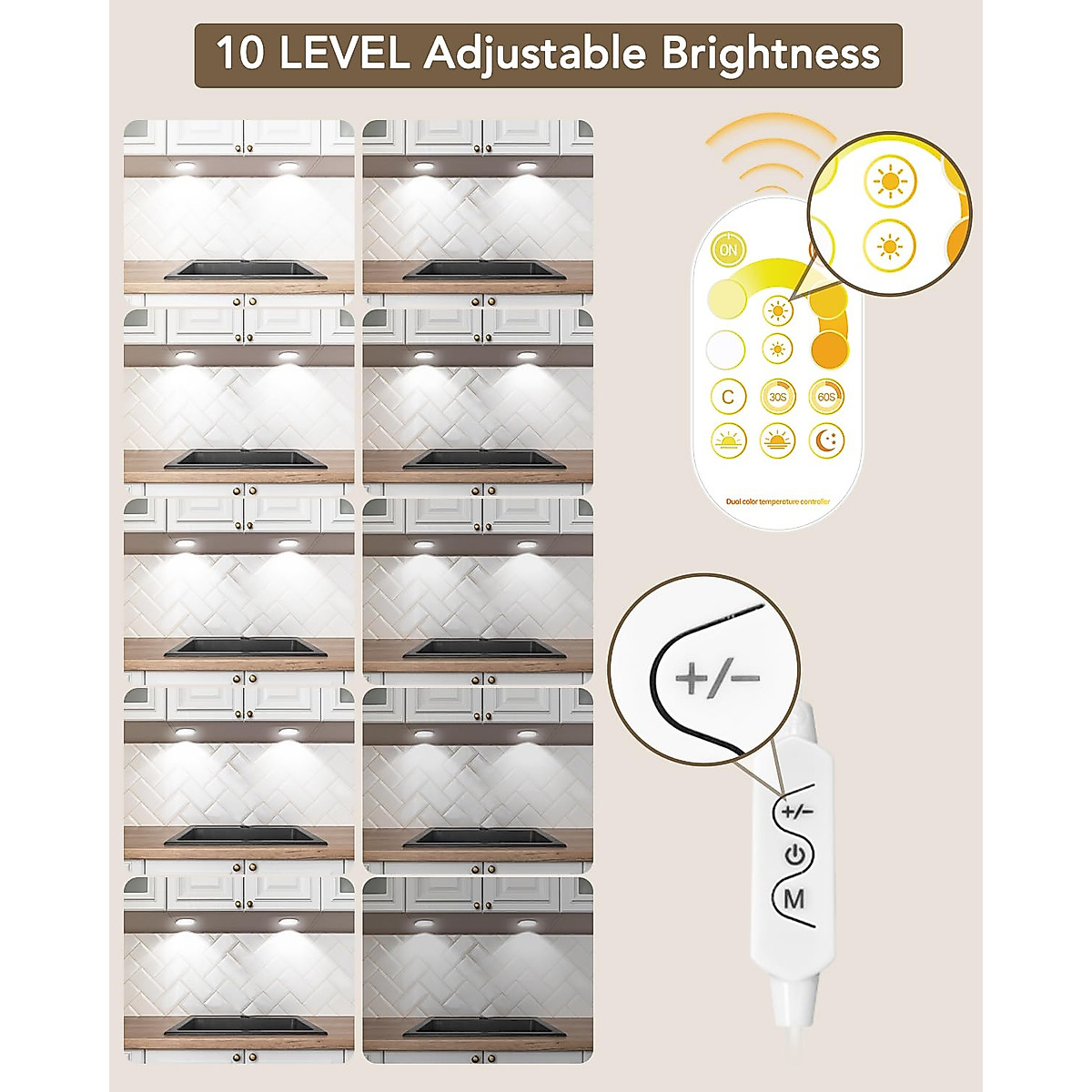 KeShu Under Cabinet Lights Plug in, Dimmable White LED Under Cabinet Lighting Hardwired Closet Lights, Smart Bluetooth APP Remote Control Under Counter Lights for Kitchen, Cabinet