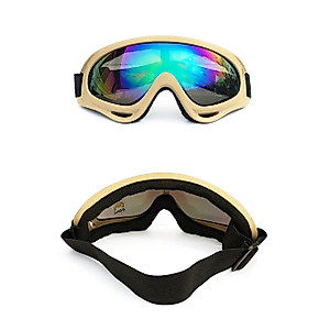 LeWave Unisex Snow Sports Goggles with Adjustable Straps, Beige, UV Protection, Polarized Lenses, Windproof, Flexible Frame, Compatible with Helmets