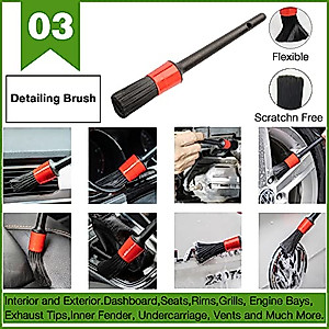 GreatCool 4Pcs Car Wash Brush Kit,Car Wash Mop Mitt with 44.5" Aluminum Long Handle,Car Wash Brush for Wheel Pedal and Floor Mat,Detailing Brush,Car Detailing Towel for Washing Automotive Truck RV