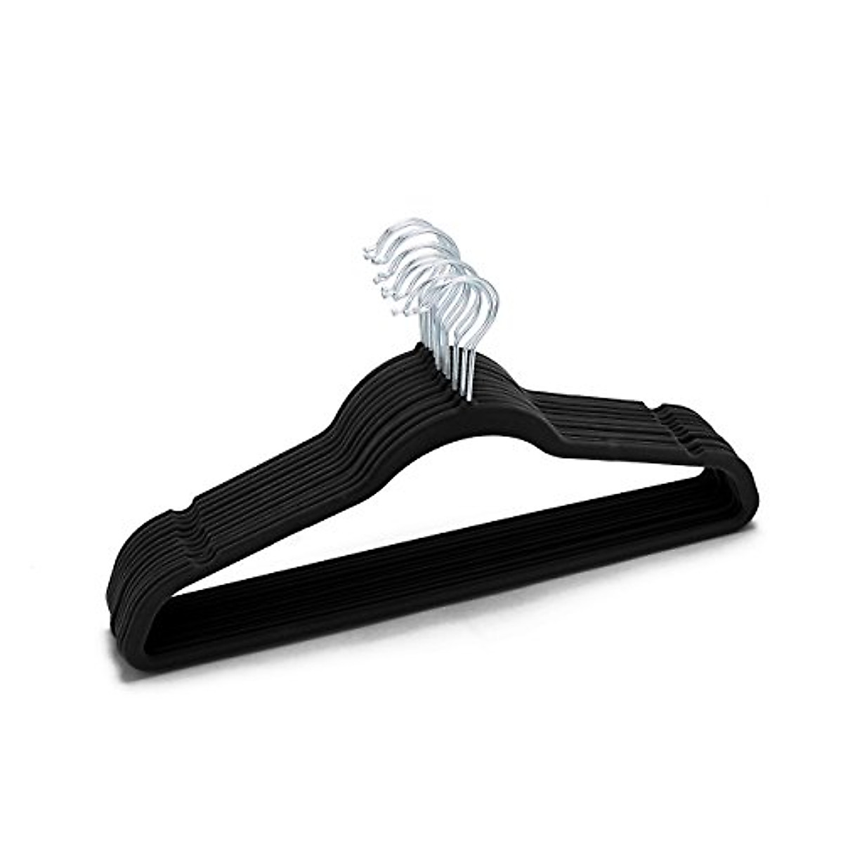 Jeronic Ultra Thin Non-Slip Velvet Clothes Hanger, Pack of 50, Black