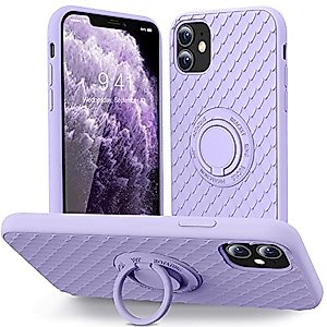 TISOOG for iPhone 11 Case [Cute 3D Dragon Scale Series] with Kickstand, Anti-Scratch Microfiber Lining, Liquid Silicone Gel Rubber Shockproof Drop Protection Case for iPhone 11 - Light Purple
