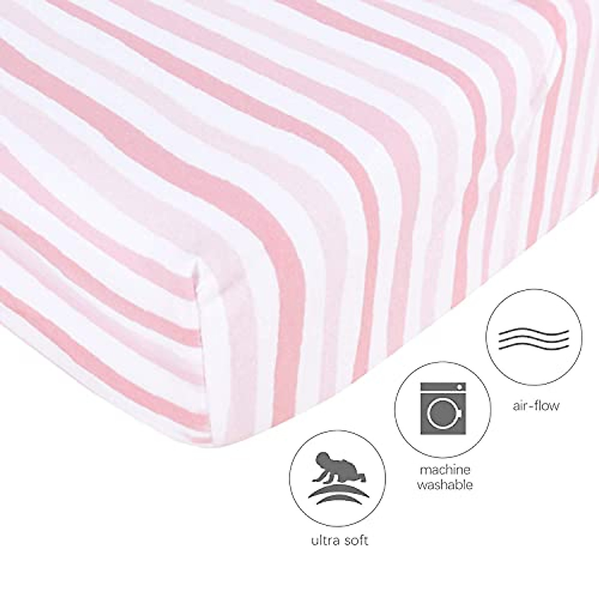 Baby Changing Pad Cover Cotton, Diaper Changing Pad Cover 2 Pack, Ultra Soft Pink Changing Pad Covers for Girls, 32''×16'' Changing Table Sheets, Super Breathable & Stretchy