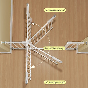 BabyBond 27-43" Easy Install Baby Gate for Stairs, Extra Wide Baby Gates for Doorway, Auto Close Safety Dog Gate, with Extenders and Pressure/Hardware Mounting Kit, White