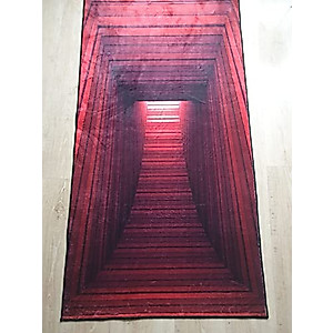 3D Vortex Rug, 3D Illusion Rug, Red Rectangular Illusion Rug, Vortex Illusion Carpet, 3D Effect, Optical Illusion (47”x70”)=120x180cm