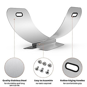 Stanbroil 24 Inch Firewood Log Rack, Patio Decorative Firewood Rack, Indoor/Outdoor Fireplace Wood and Kindling Stacker Storage Holder - Stainless Steel