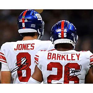 Ikonic Fotohaus Daniel Jones Saquon Barkley Signed Photo Autograph Print Wall Art Home Decor