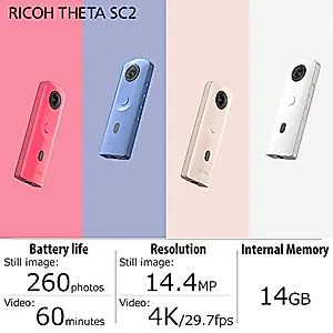 Ricoh Theta SC2 White 360° Camera 4K Video, White