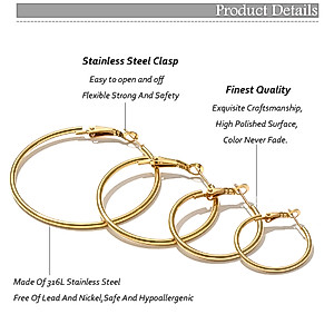 12 Pairs Stainless Steel Hoop Earrings Hypoallergenic Gold Hoops Earrings Set for Women